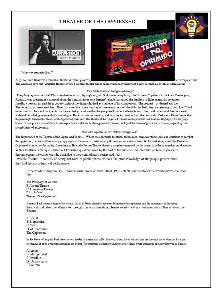 Understanding the Theater of the Oppressed | PDF | Theatre | Performing ...