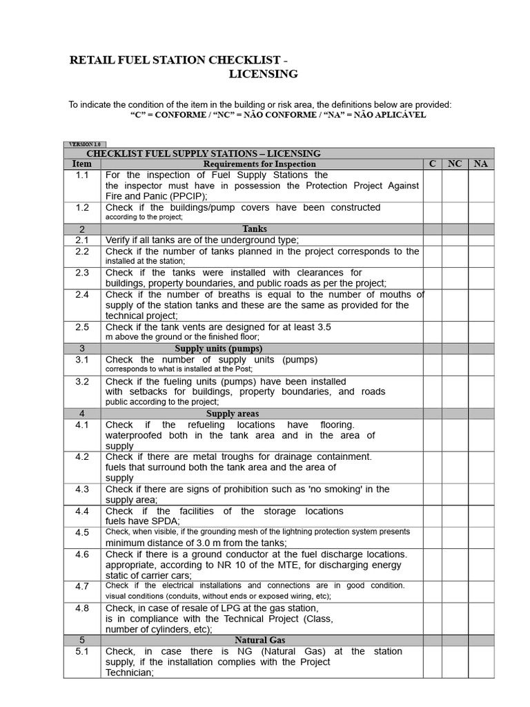 Fuel Station Checklist - Licensing | PDF | Filling Station | Electrical ...