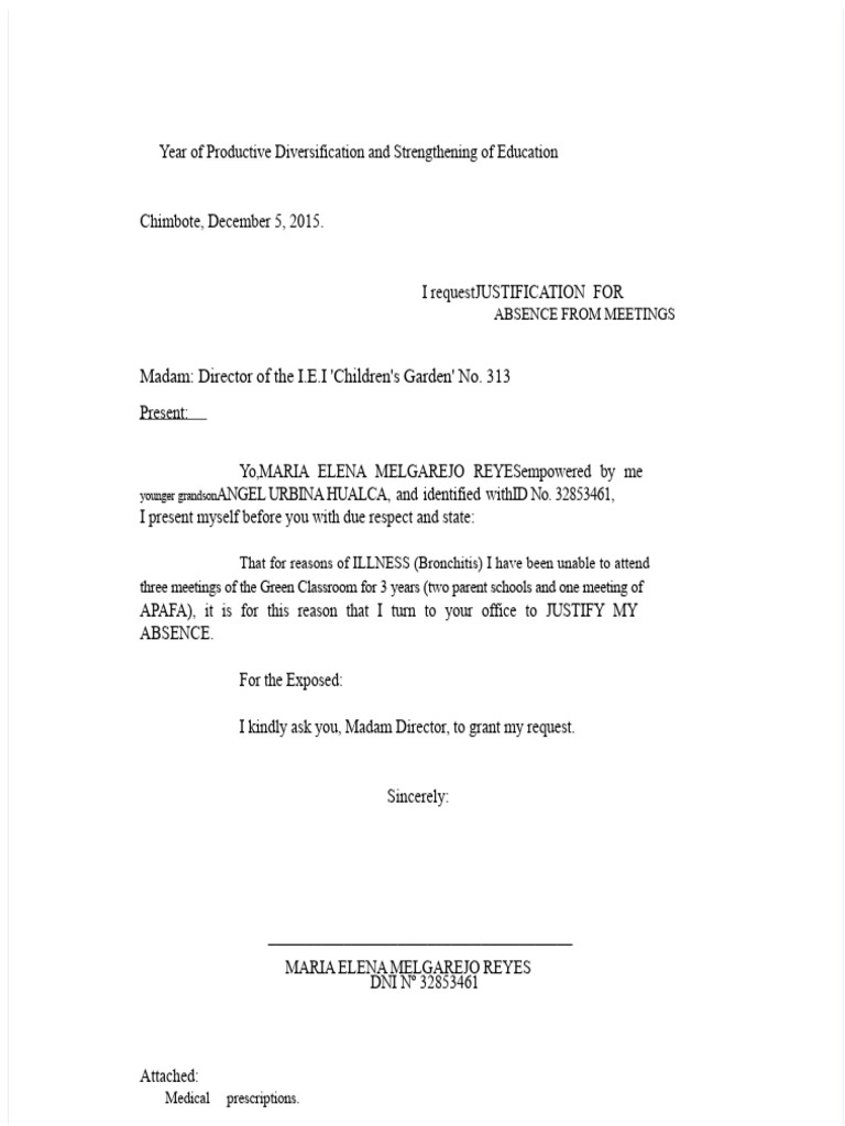 PDF Request Justification For Absence Meeting - Compress | PDF