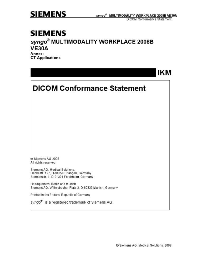 2008B CT DicomConformanceStatement | PDF | Ct Scan | Image Scanner