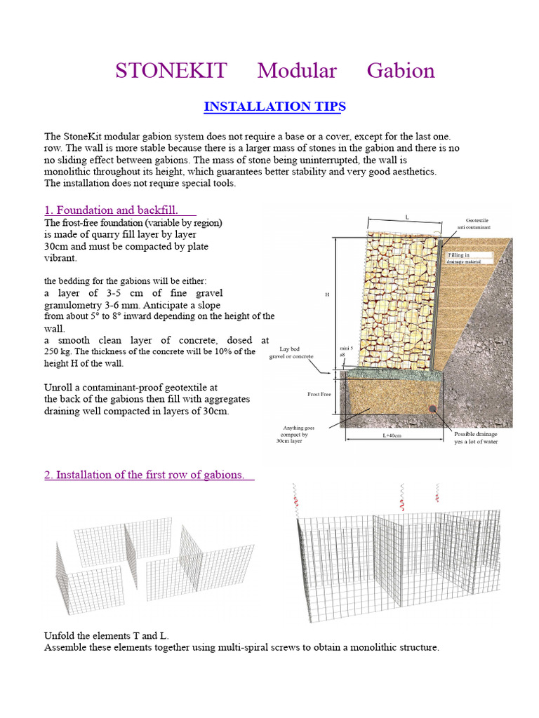 Modular Gabion Installation Tips | PDF | Foundation (Engineering ...