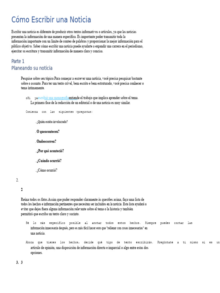 Guía para Escribir una Noticia Efectiva | PDF