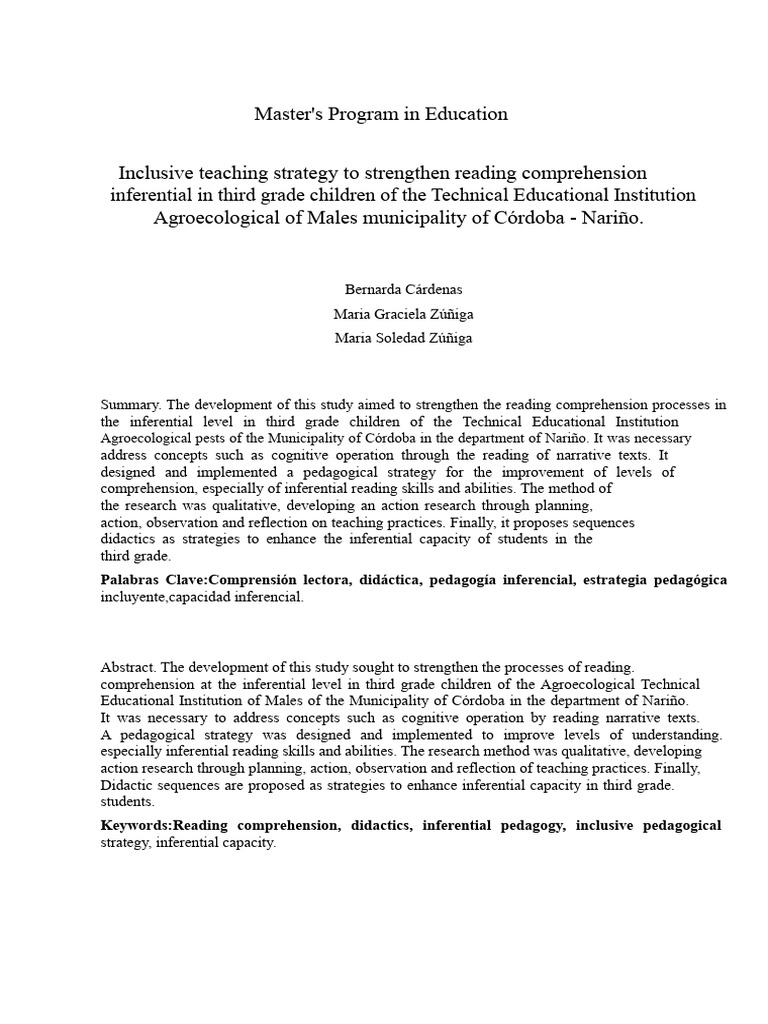 Article_Inferential Reading | PDF | Reading Comprehension | Inference