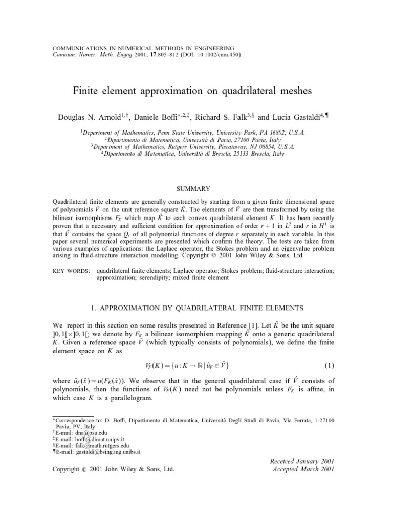 Quadrilateral Finite Element Approximations | PDF | Finite Element ...