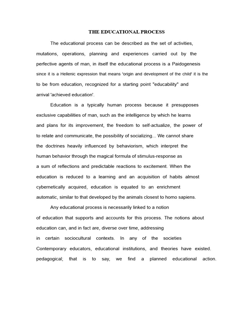 Essay - Education as a Process | PDF | Concept | Liberal Arts Education