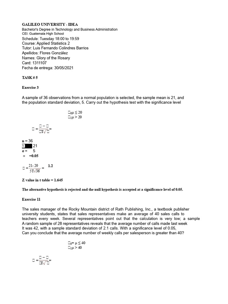 ASSIGNMENT Applied Statistics I | PDF | Statistical Significance | P Value