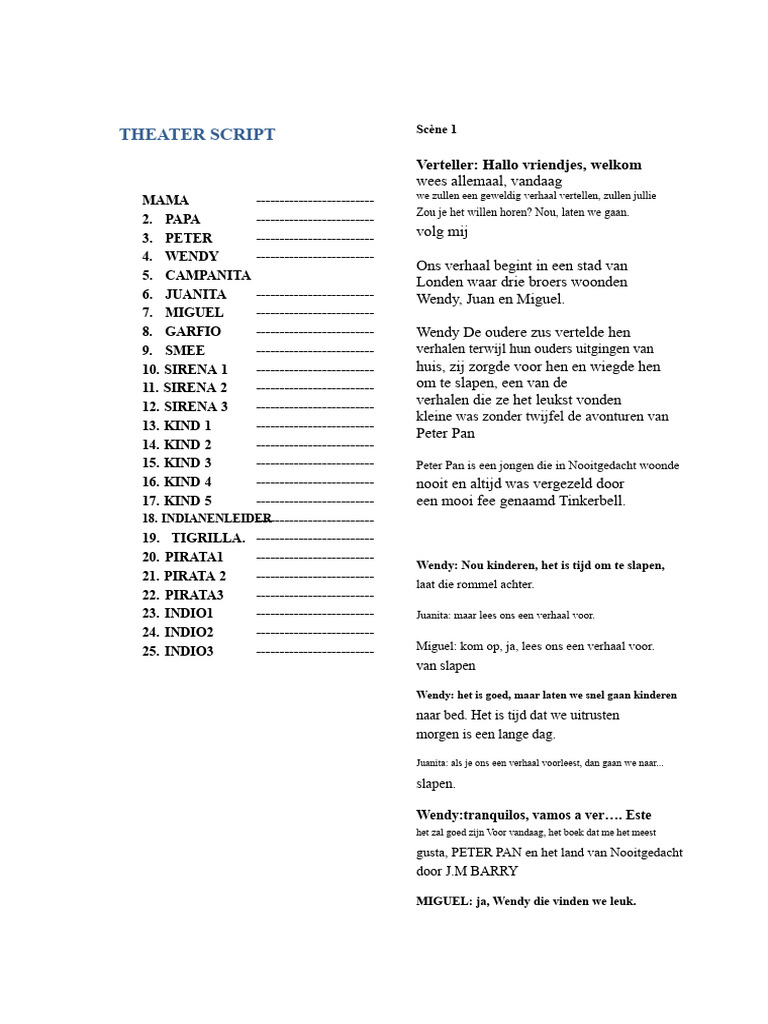 SCRIPT VAN Peter Pan | PDF