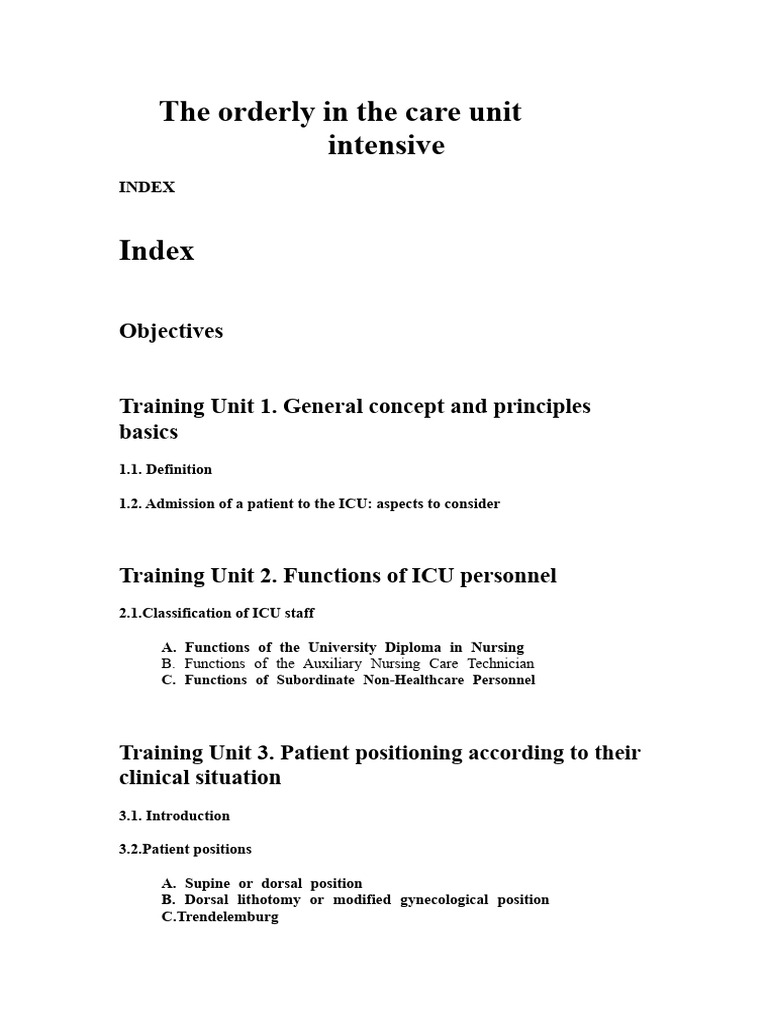 The orderly in the intensive care unit | PDF | Abdomen | Intensive Care ...