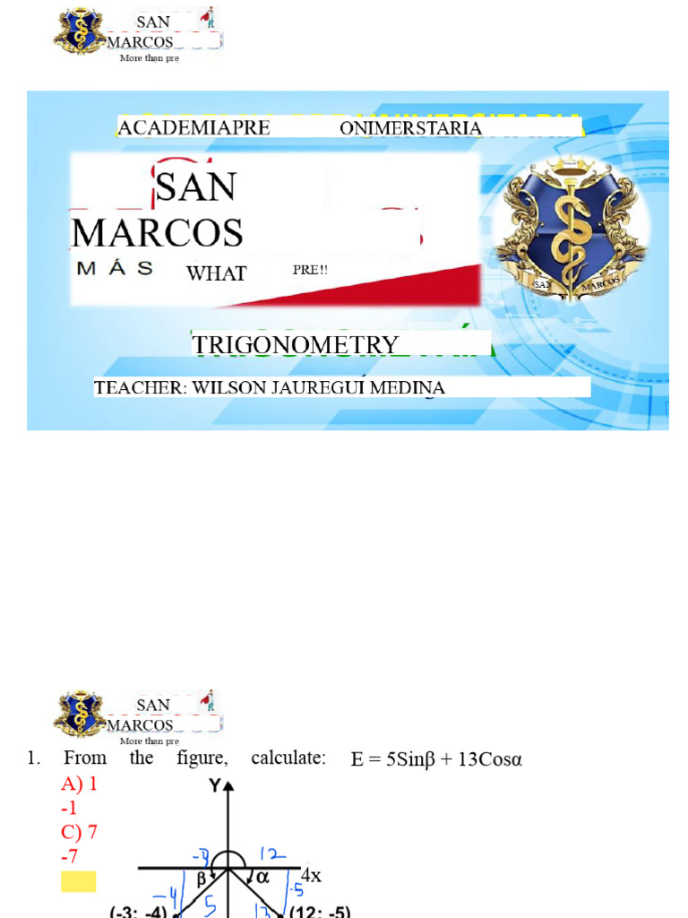 6 TRIGONOMETRIC REASONS OF ANGLES IN STANDARD POSITION - EXERCISES ...