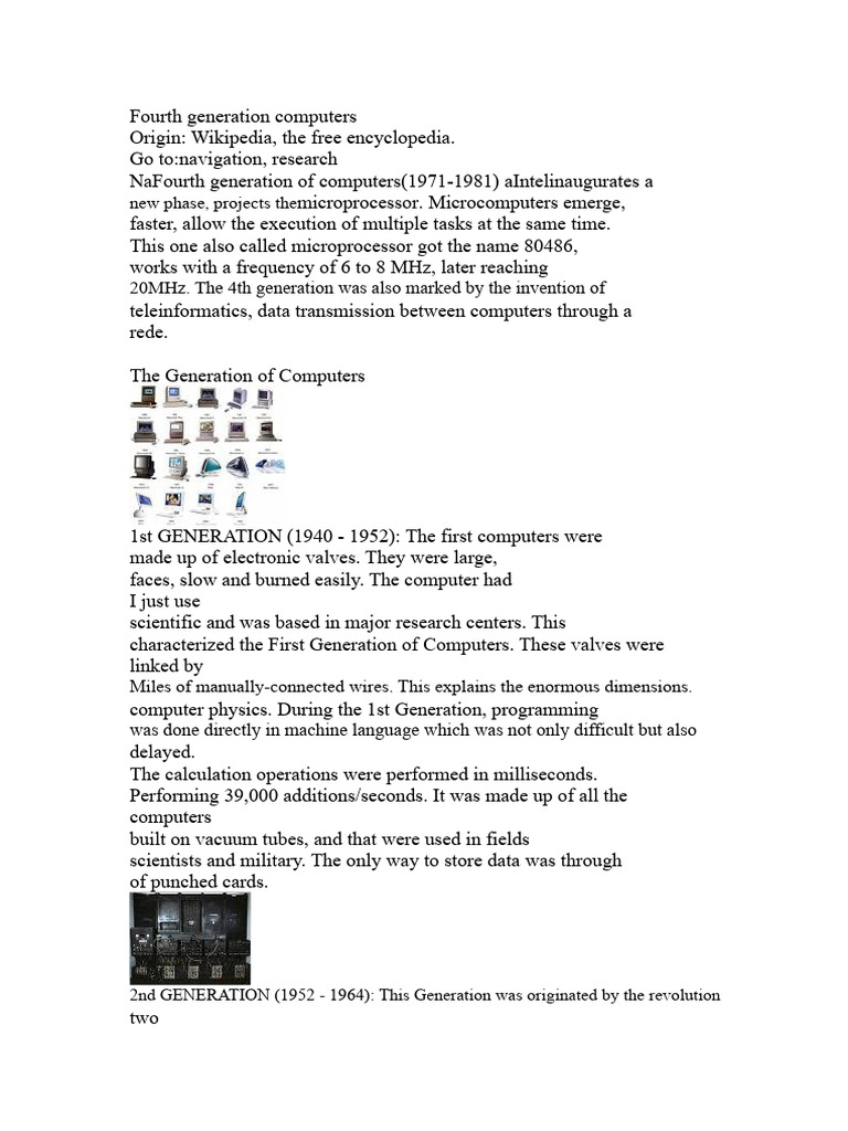 Overview of Fourth Generation Computers | PDF | Integrated Circuit ...