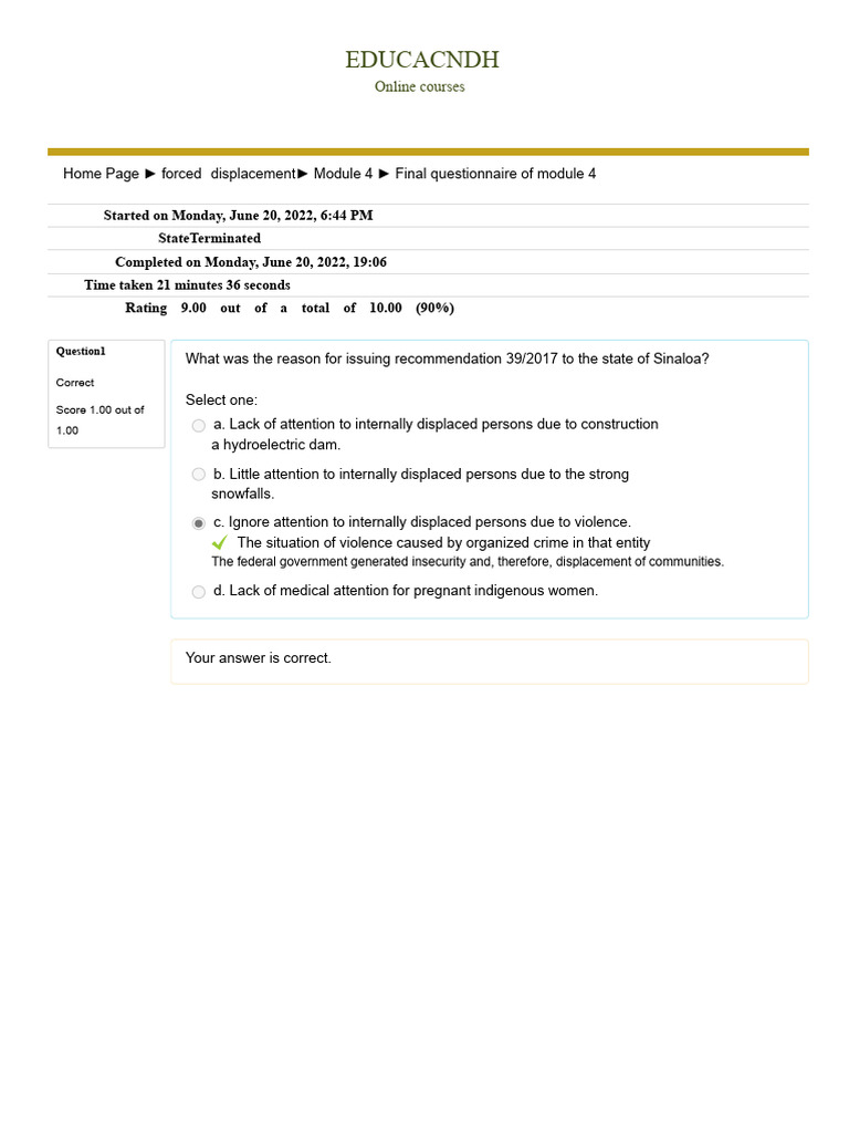 Final questionnaire of module 4 4 | PDF | Internally Displaced Person ...