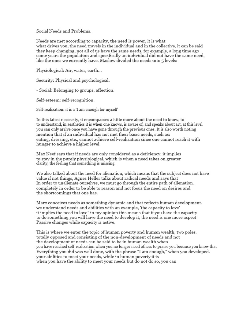 Social Needs and Problems | PDF | Social Policy | Social Psychology