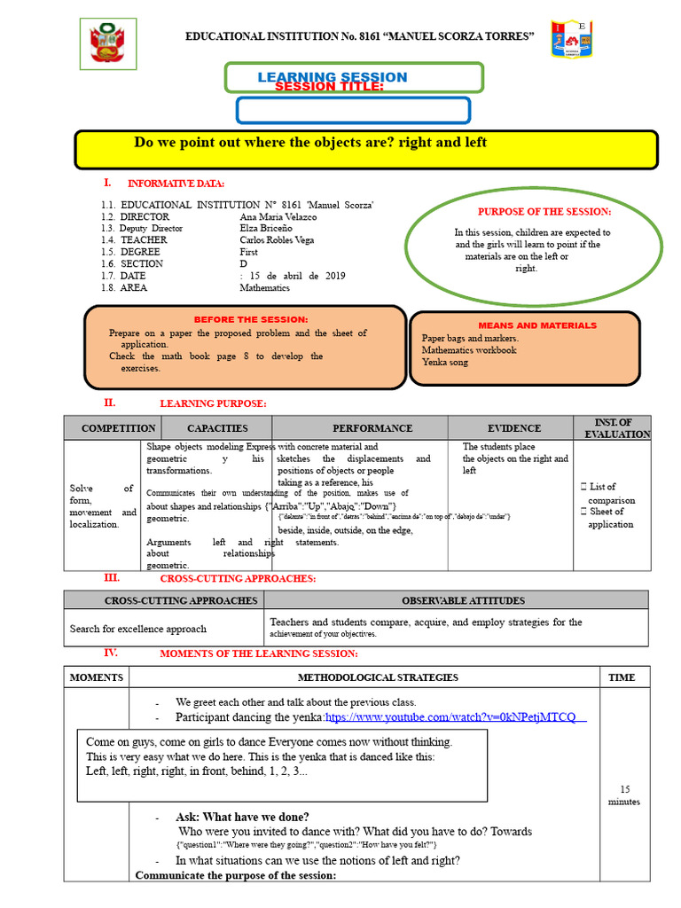 Right and Left Session We Point Out Where the Objects Are | PDF ...