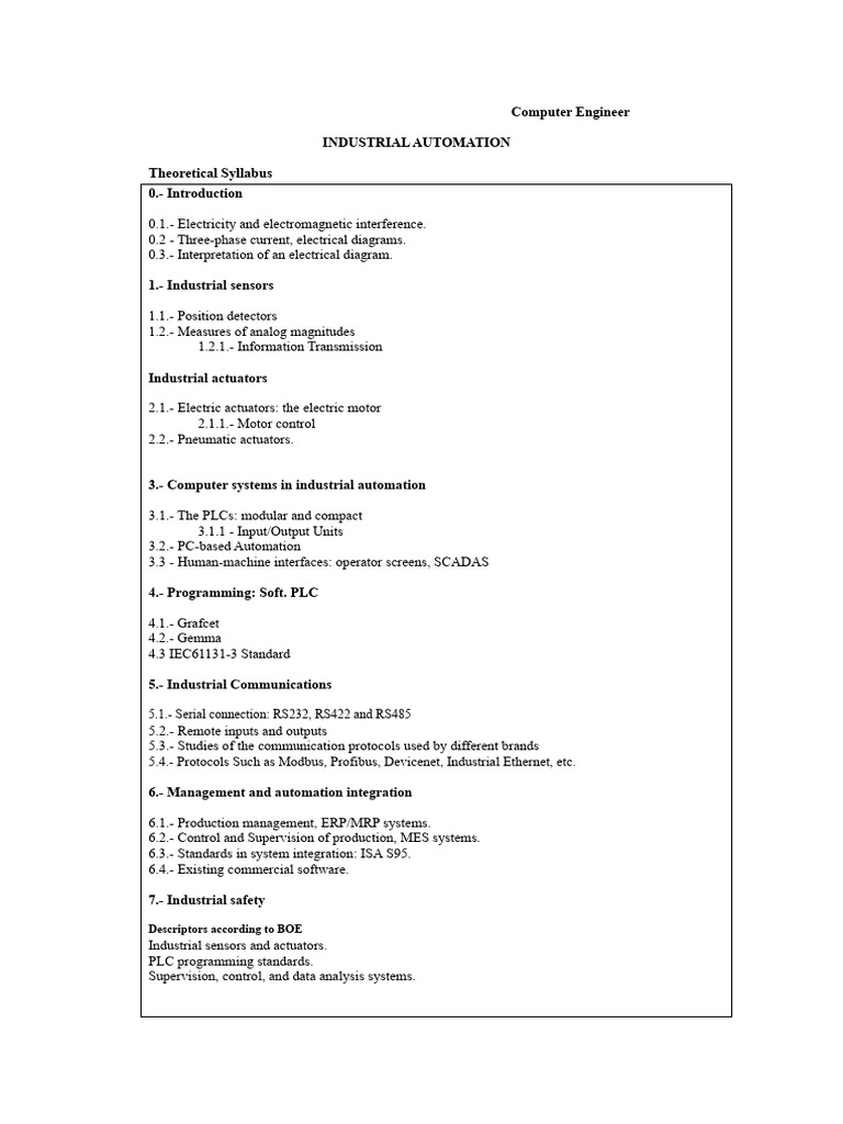 Industrial Automation Syllabus | PDF | Programmable Logic Controller ...