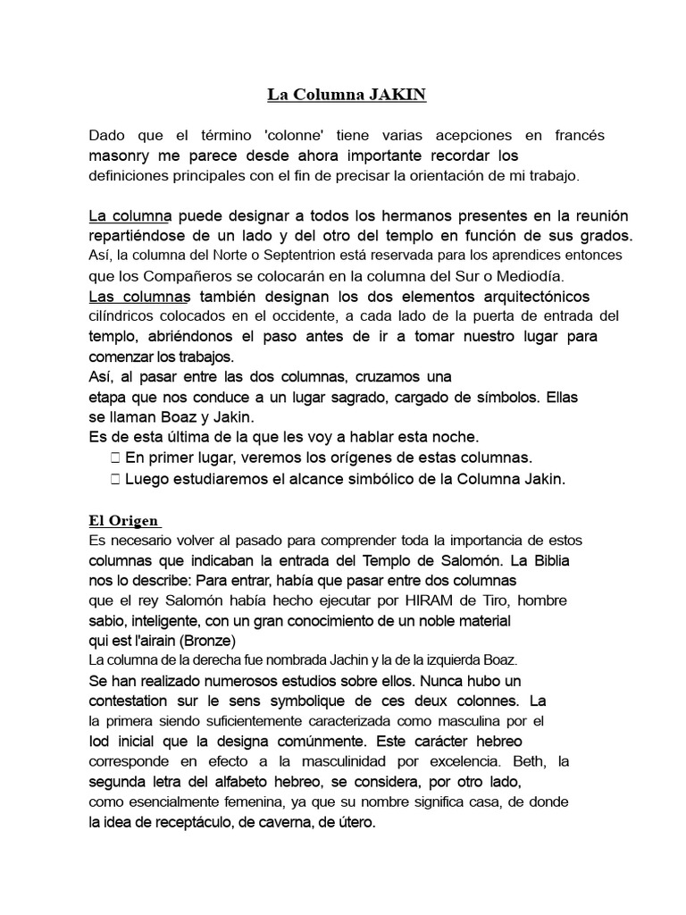 La Columna JAKIN | PDF | templo | Templo en jerusalén
