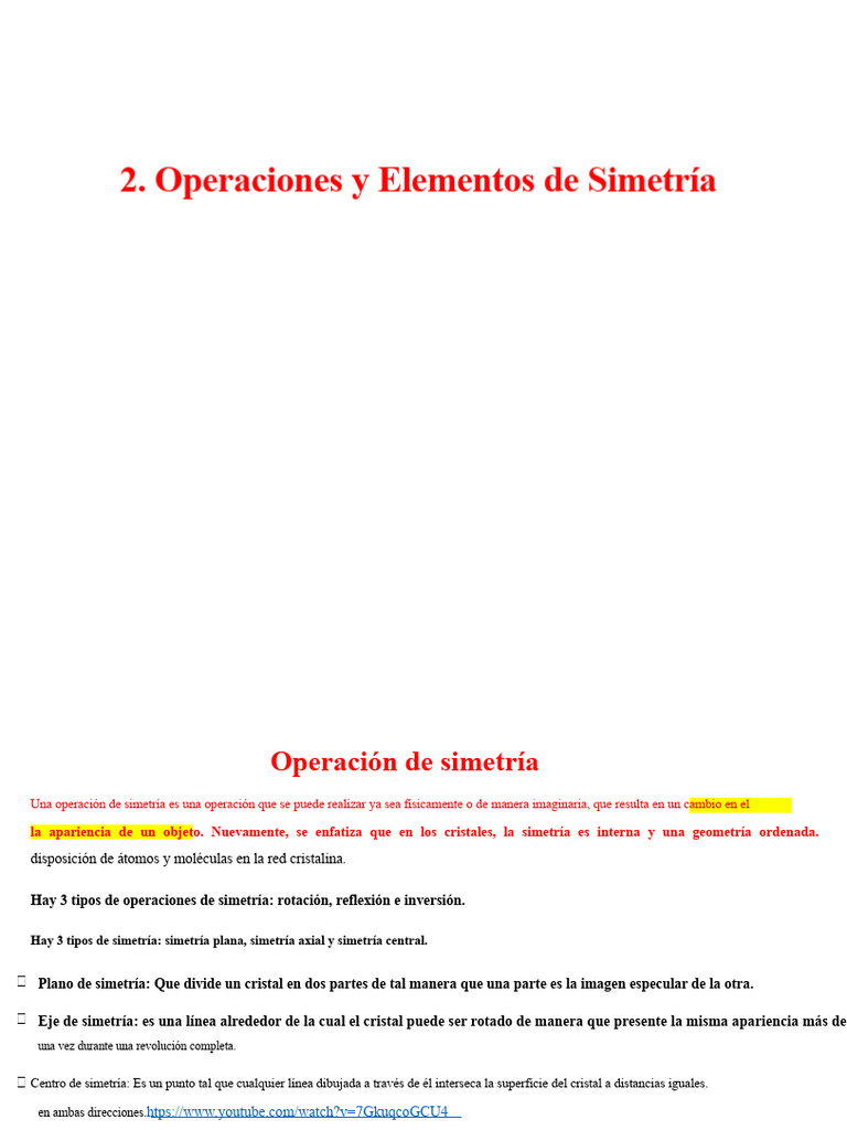 Operaciones y Elementos de Simetría en Cristales | PDF | Simetría | Cristal