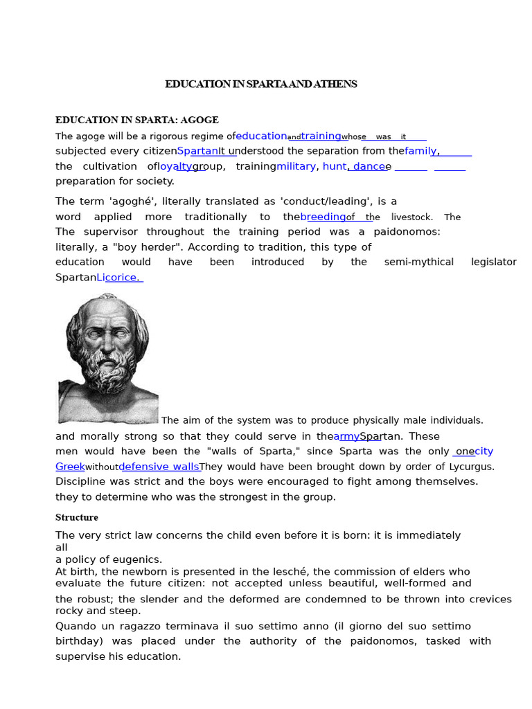 The Education of Young People in Sparta and Athens | PDF | Sparta
