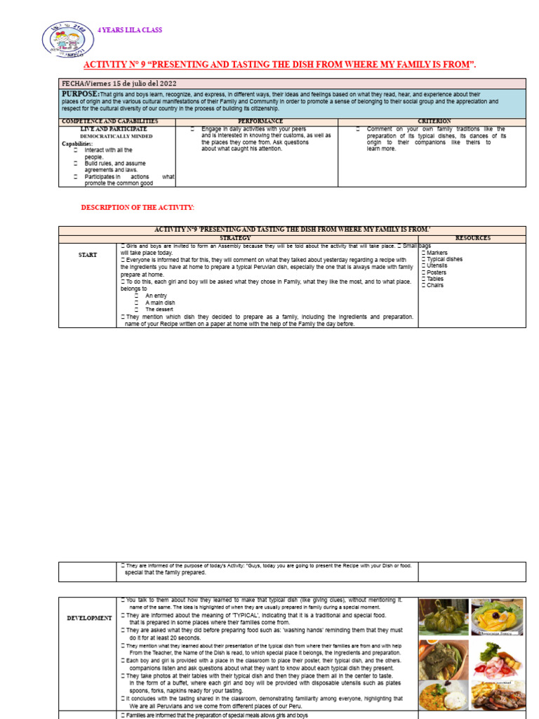 Cultural Dish Presentation Activity | PDF | Tableware