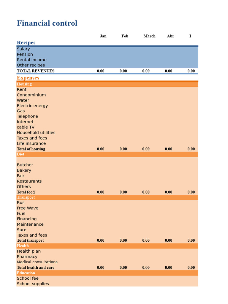 Monthly Financial Control Overview | PDF | Expense | Economies