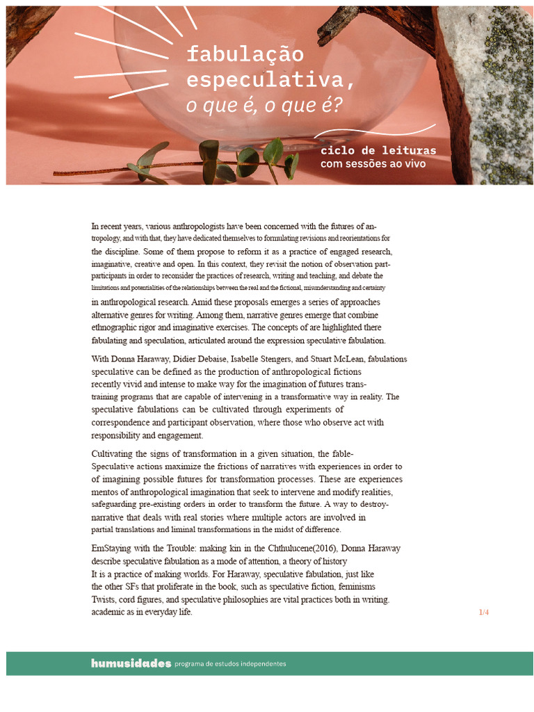 2022_speculative_fabulation_program | PDF | Anthropology | Narrative