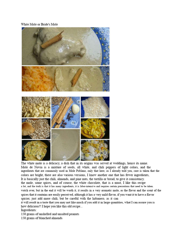White Mole or Bride's Mole | PDF | Chili Pepper | Asian Cuisine