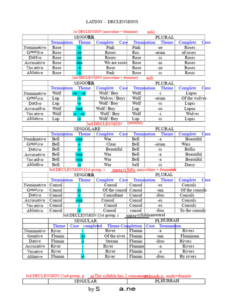 Latin declensions | PDF | Grammatical Gender | Grammar