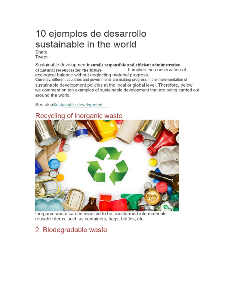 10 Examples of Sustainable Development in The World | PDF ...