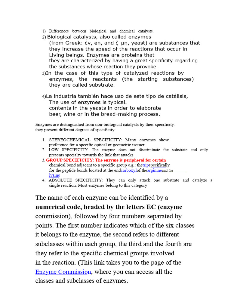 Differences between biological and chemical catalysts.docx | PDF ...