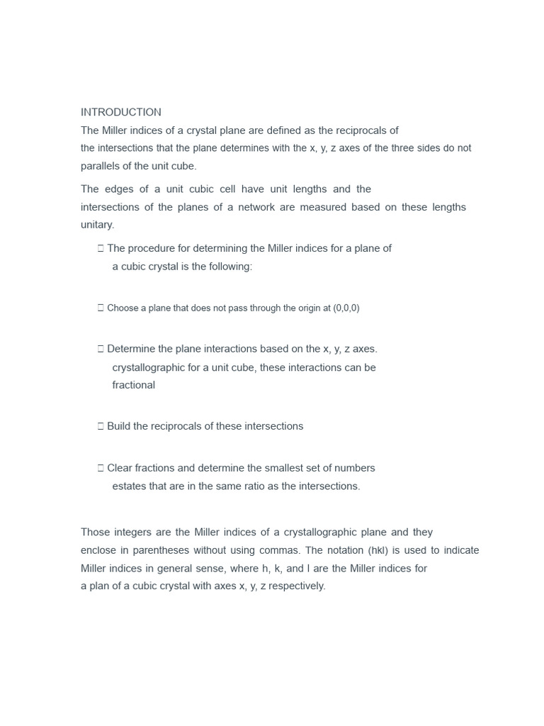 Miller indices | PDF | Crystal Structure | Cartesian Coordinate System