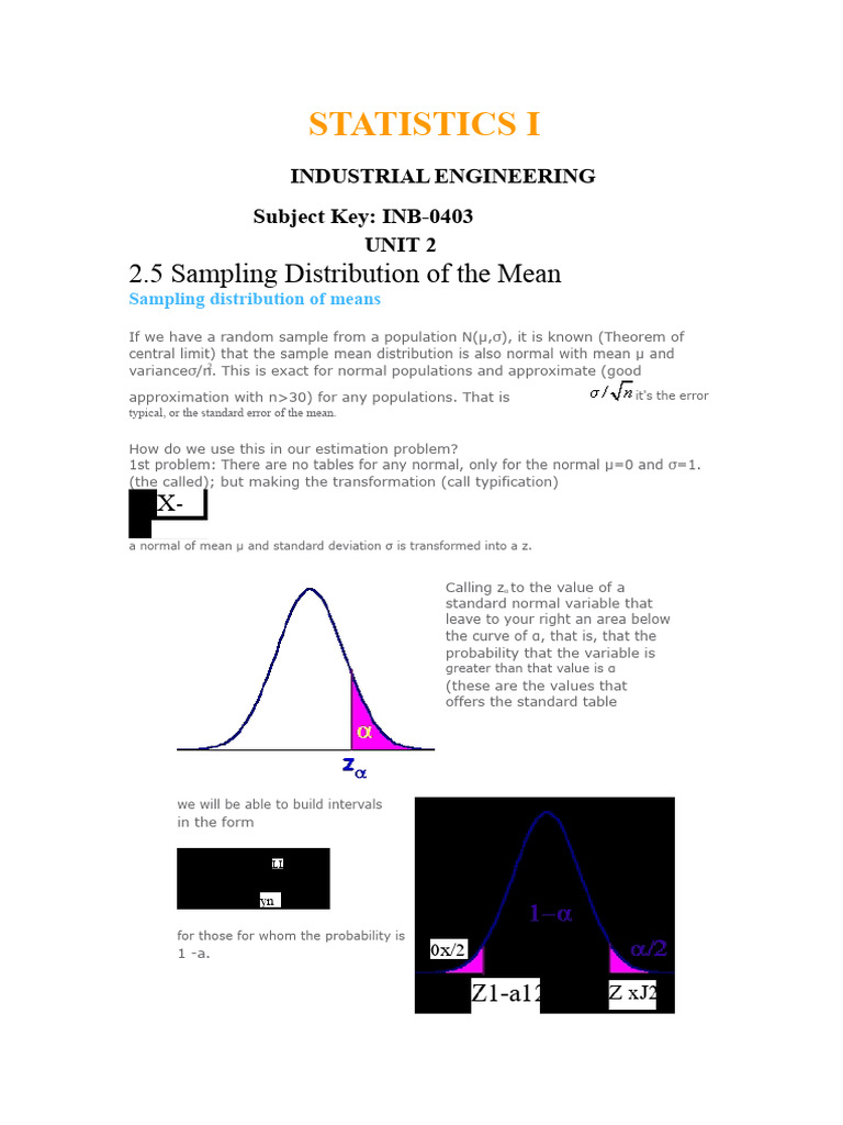 sampling distribution of the mean | PDF | Normal Distribution ...