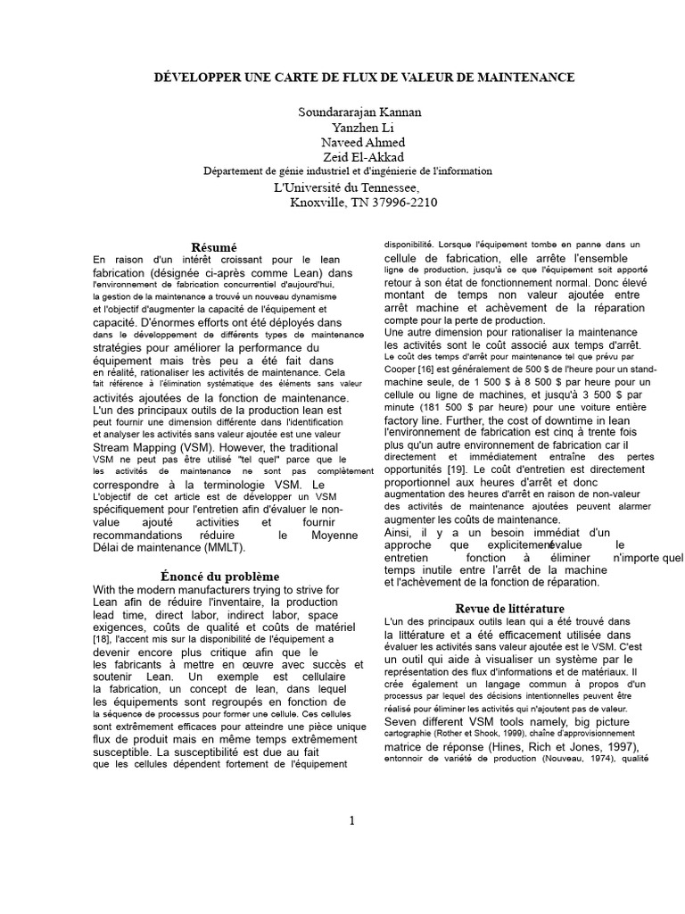 Carte de flux de valeur pour maintenance | PDF | Lean (production ...