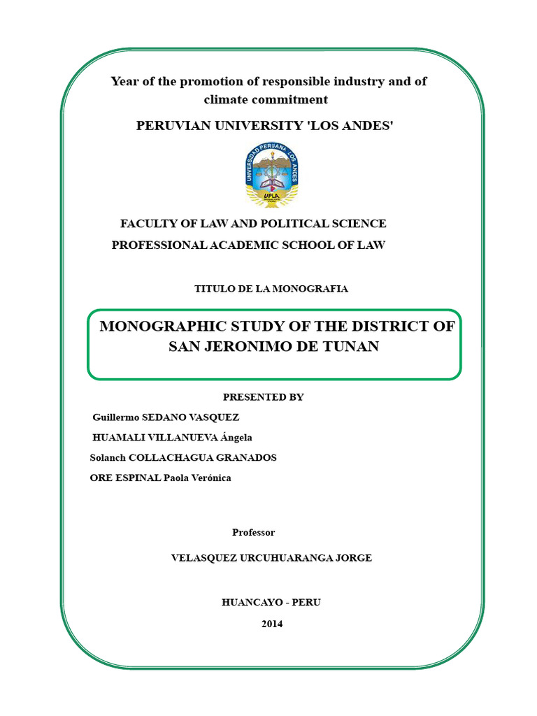 Monograph of San Jeronimo de Tunann 01 | PDF | Cereals | Agriculture