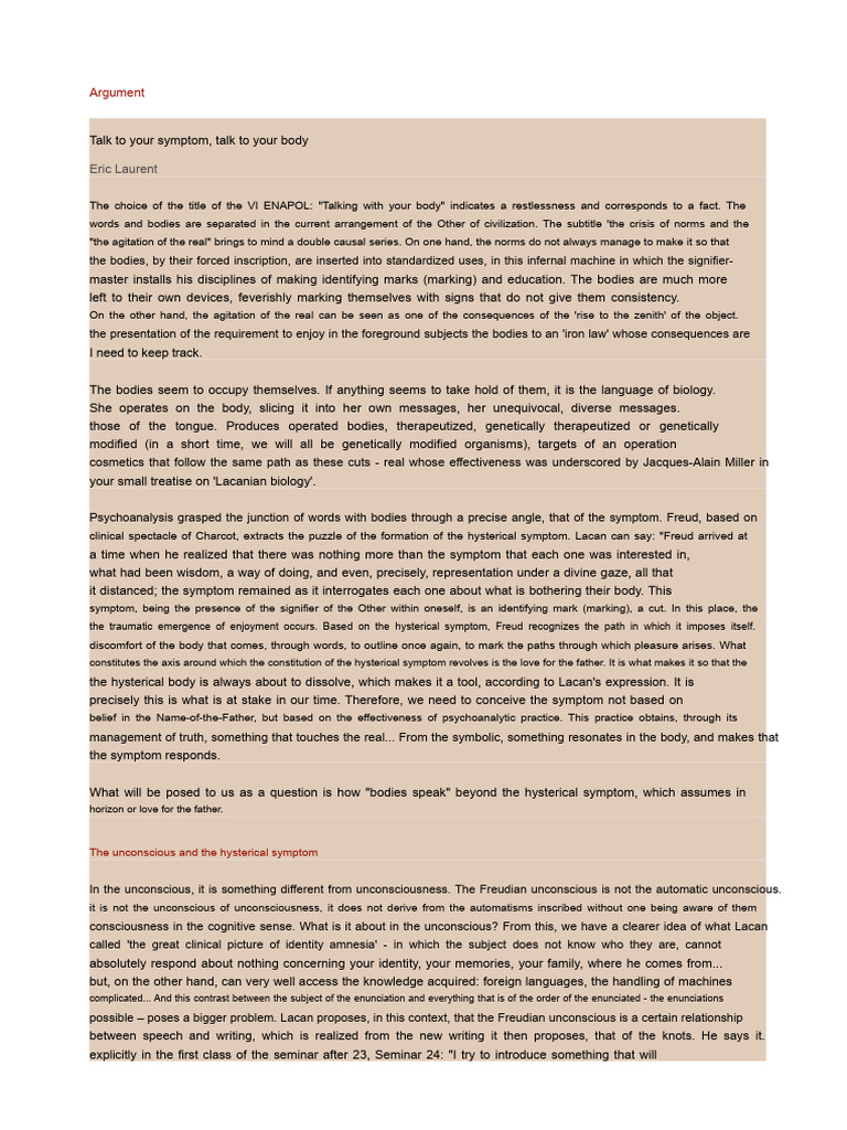 Understanding Hysterical Symptoms in Psychoanalysis | PDF | Jacques ...