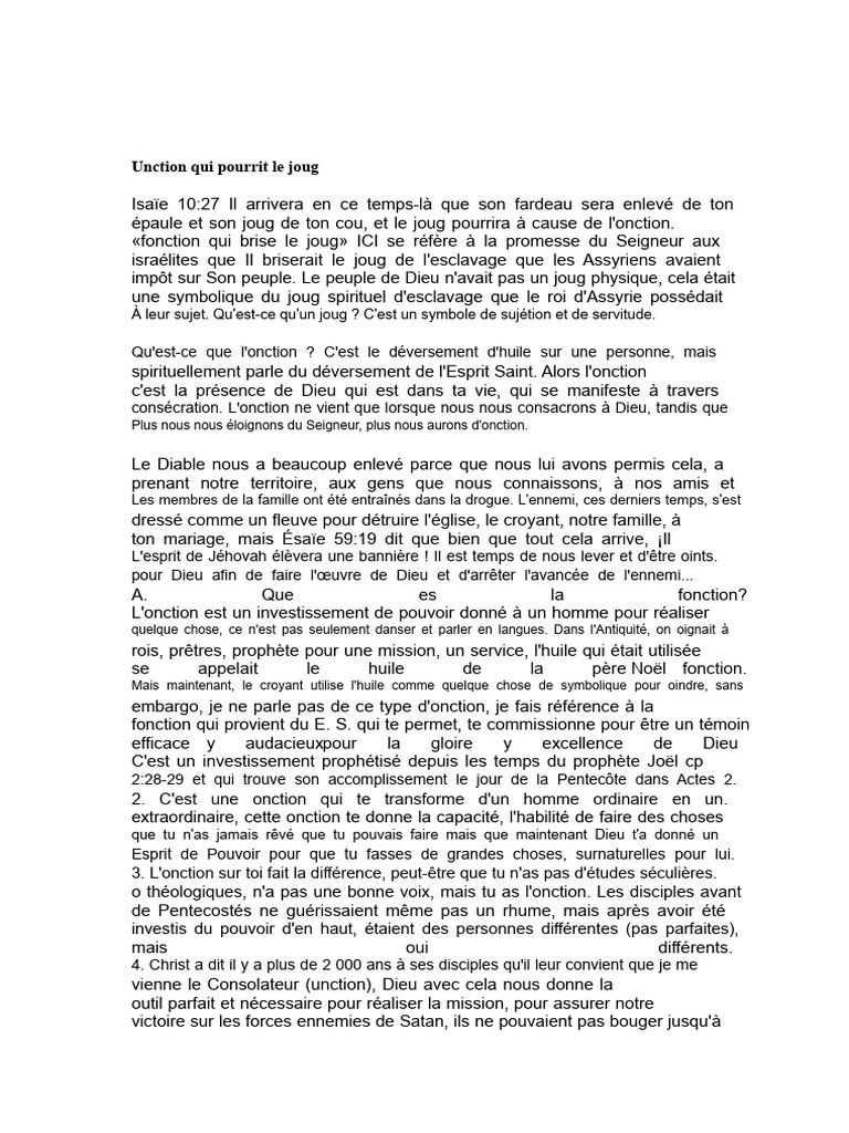 L'onction qui brise le joug spirituel | PDF | Onction