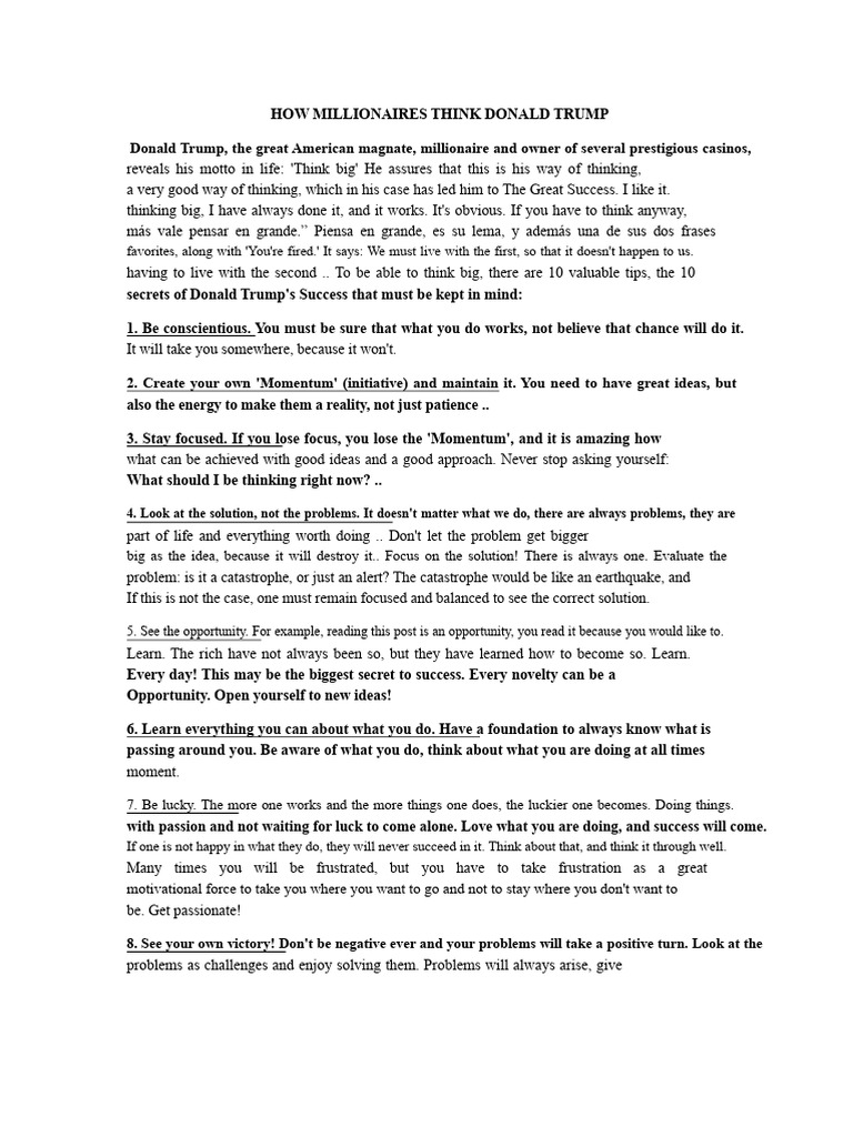 How Millionaires Think Donald Trump | PDF