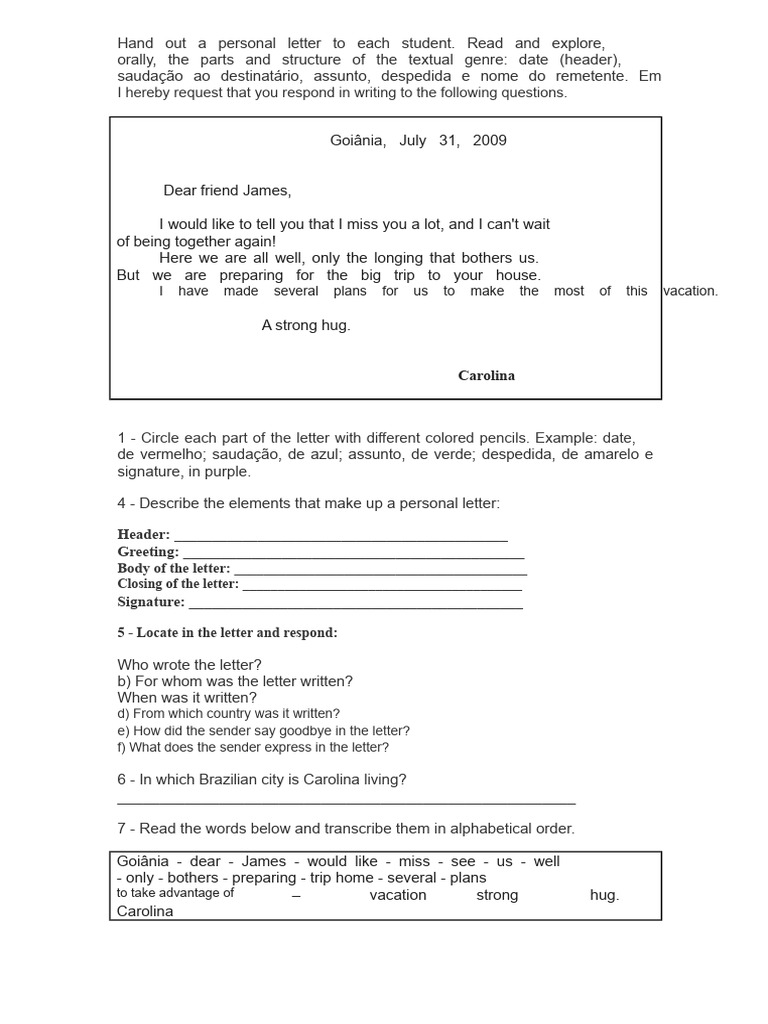 Activities Gender Letter | PDF