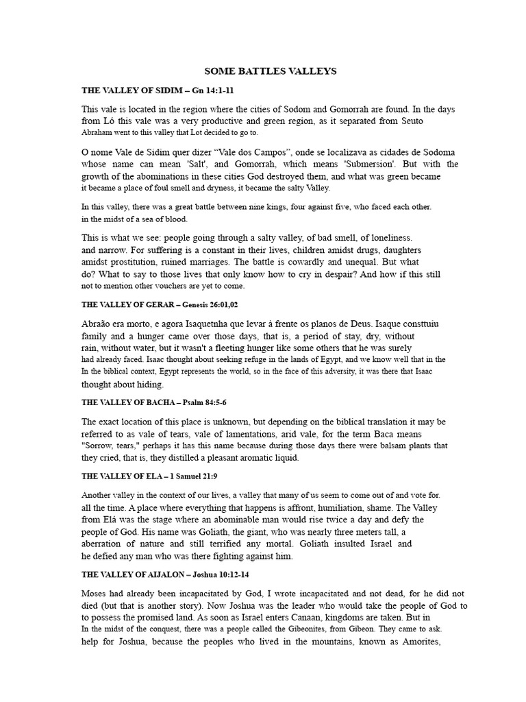 valleys in the Bible | PDF | Sodom And Gomorrah | Joshua