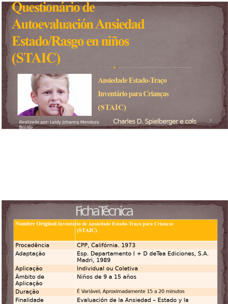 Questionário STAIC para Avaliação da Ansiedade | PDF | Psicologia ...