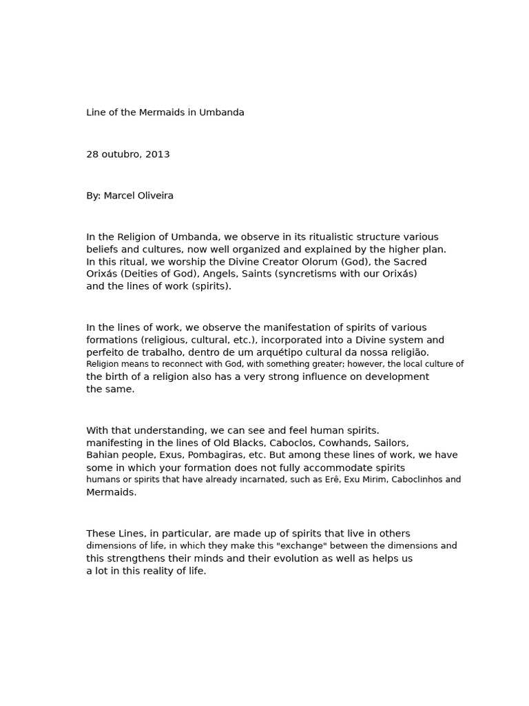 Mermaids in Umbanda | PDF | Spirituality | Religious Belief And Doctrine