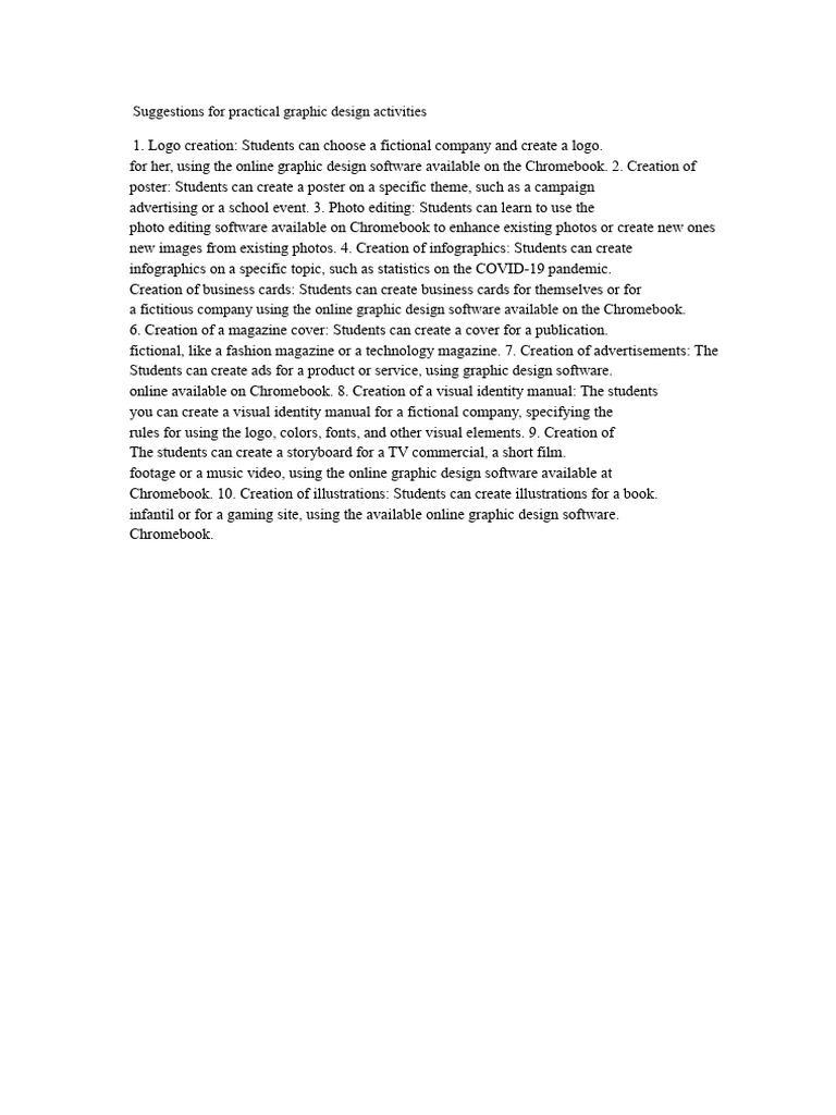 Suggestions For Practical Graphic Design Activities | PDF