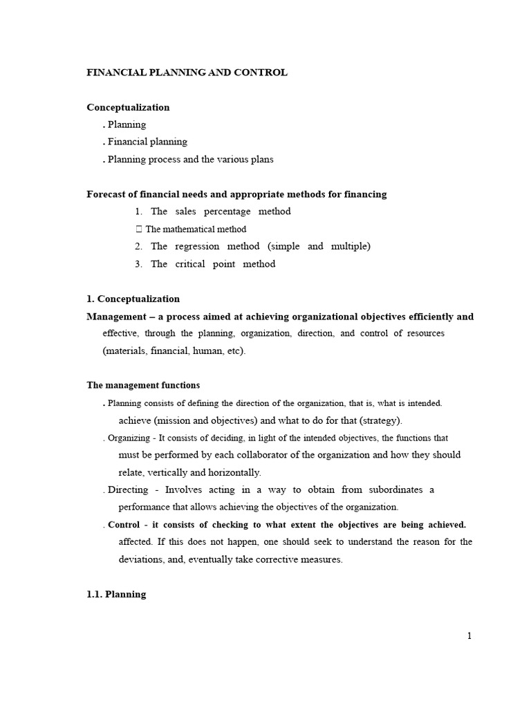 CHAPTER 7 PLANNING AND FINANCIAL CONTROL | PDF | Budget | Financial Plan