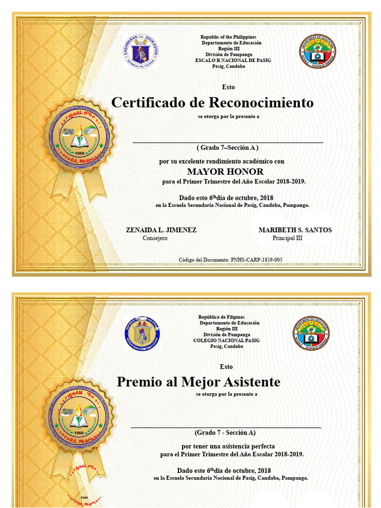 Certificado de Reconocimiento | PDF | Etapas educativas | Educación más ...