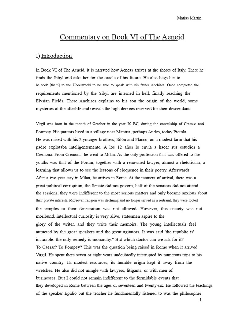 Aeneid Book VI: Aeneas' Journey to Hades | PDF | Aeneid | Virgil
