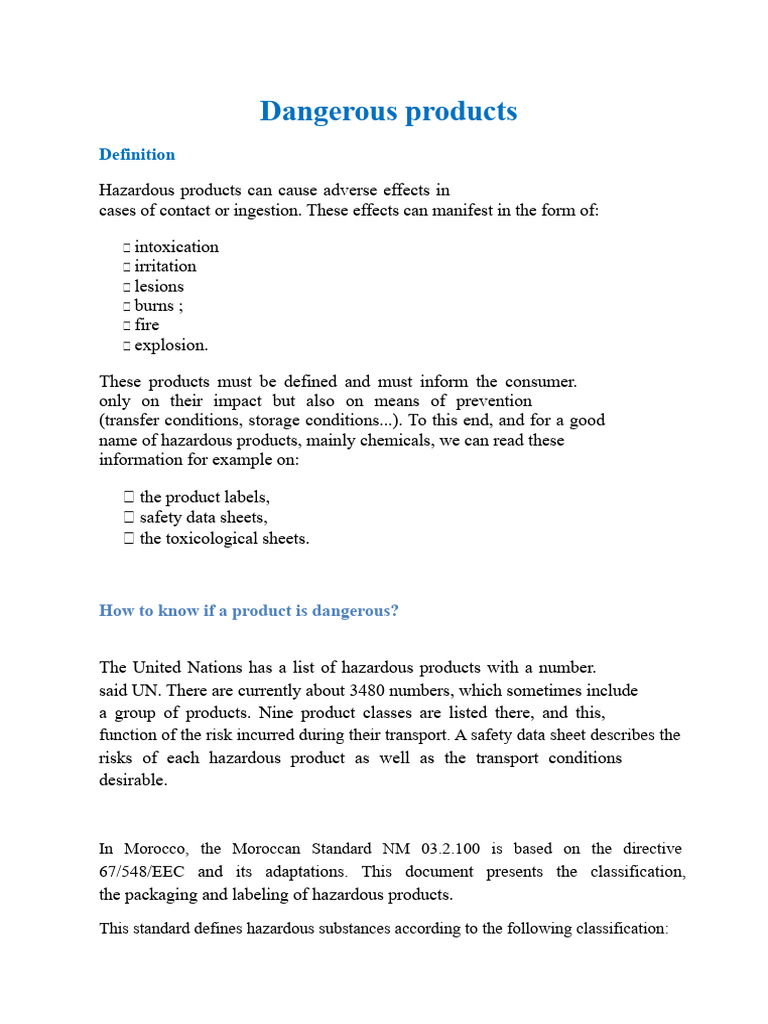 Dangerous Products 1 | PDF | Hazards | Dangerous Goods