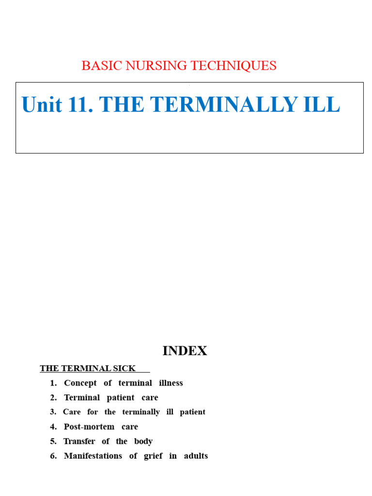 TBE UD 11. THE TERMINALLY ILL PATIENT | PDF | Terminal Illness ...