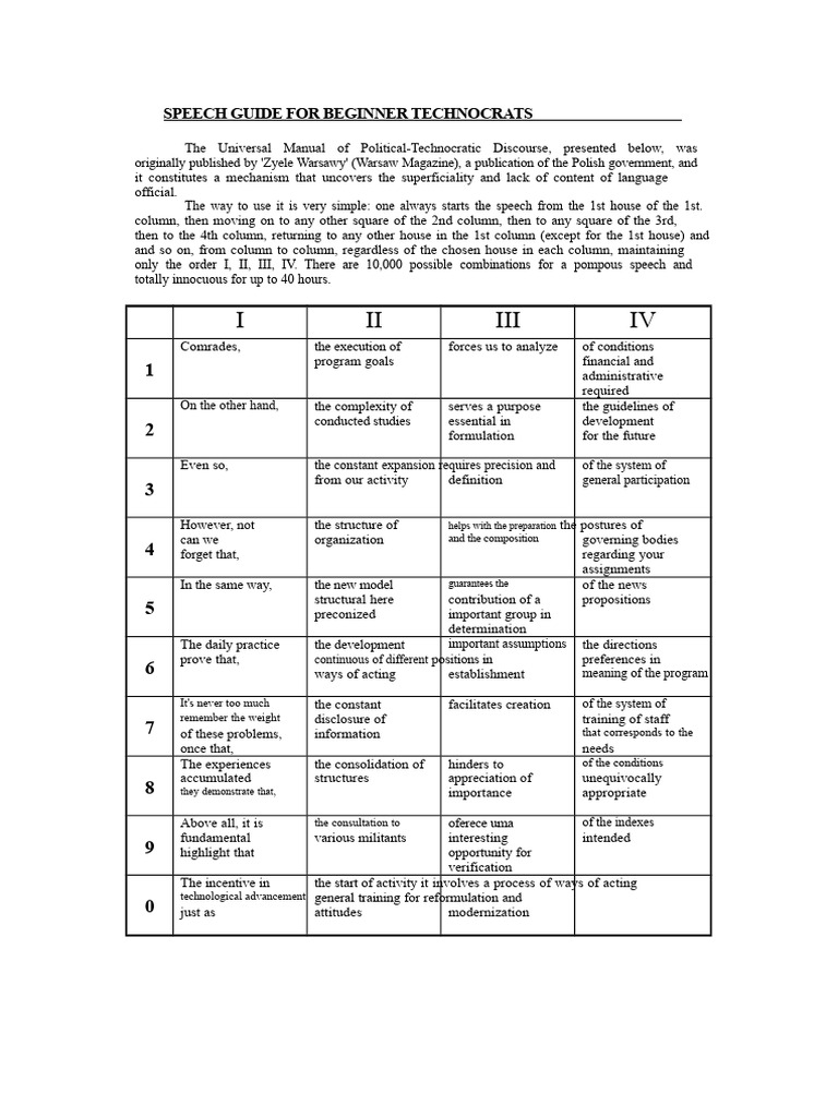 Manual of Technocratic Discourse | PDF