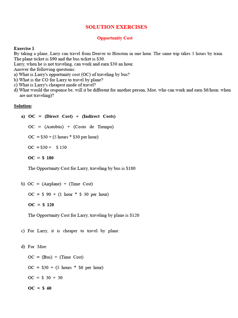 Solved Exercises - Opportunity Cost and PPF | PDF | Economies | Economics