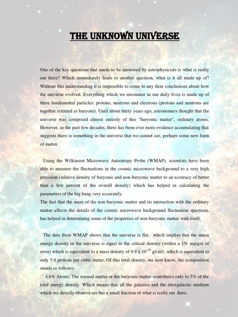 Unknown Universe | PDF | Dark Energy | Dark Matter