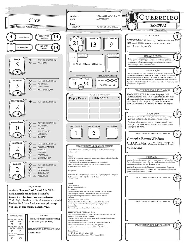 Aasimar Samurai Character Profile | PDF