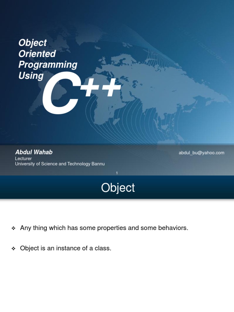 Object Oriented Programming Using Abdul Wahab Pdf Class Computer Programming Object 